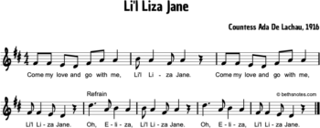 Li'l Liza Jane - Beth's Notes