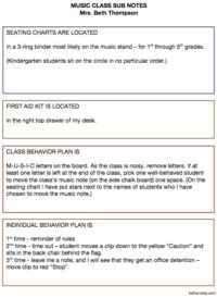 Music Sub Plans Beth's Notes Songs + Resources