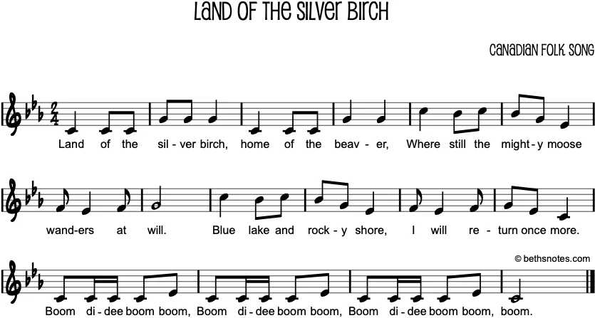 Land of the Silver Birch Beth's Notes Songs + Resources