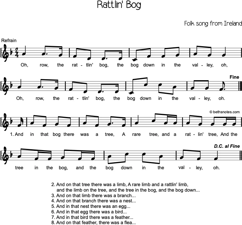 Rattlin' Bog Beth's Notes Songs + Resources