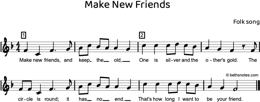 Make New Friends Beth's Notes Songs + Resources