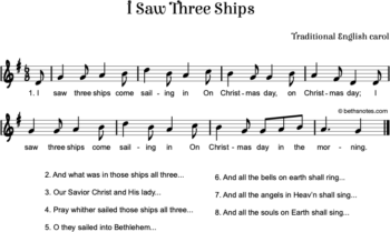 I Saw Three Ships Come Sailing In - Beth's Notes