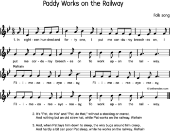 Paddy Works on the Railway - Beth's Notes