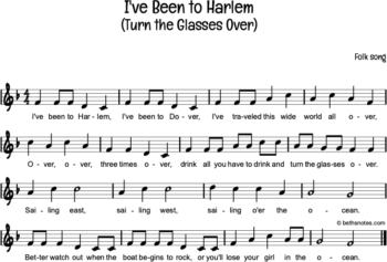 I've Been to Harlem (Turn the Glasses Over) - Beth's Notes