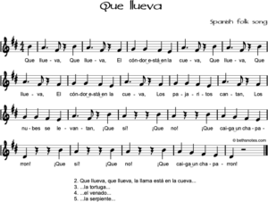 Que llueva Beth's Notes Songs & Resources