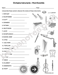 Orchestra Instruments Word Scramble-bn - Beth's Notes Songs + Resources