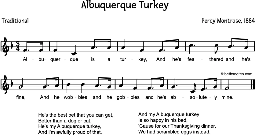 Albuquerque Turkey Beth's Notes Songs + Resources