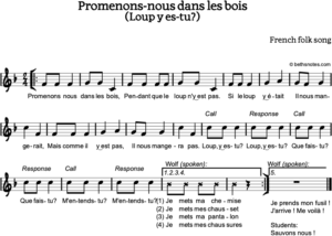 Promenons-nous dans les bois (Loup y es-tu?) Beth's Notes Songs + Resources