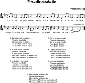 Pirouette cacahuète Beth's Notes Songs & Resources