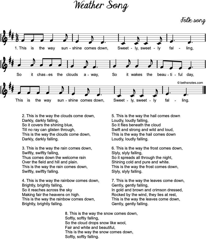 Weather Song Beth's Notes Songs + Resources