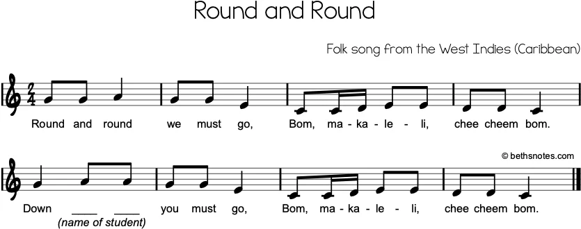 Round and Round Beth's Notes Songs + Resources