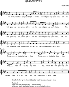 Grasshopper Beth's Notes Songs + Resources