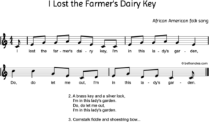 I Lost the Farmer's Dairy Key Beth's Notes Songs & Resources