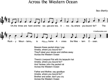 Across the Western Ocean - Beth's Notes