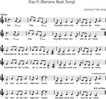 Day-O (Banana Boat Song) - Beth's Notes
