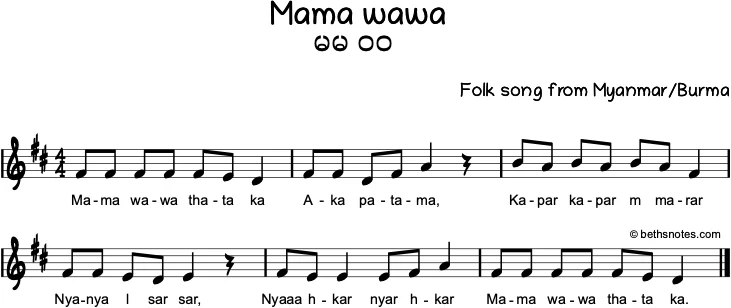 Mama wawa Beth's Notes Songs + Resources