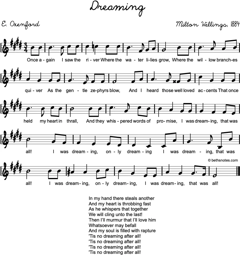 Dreaming Beth's Notes Songs + Resources