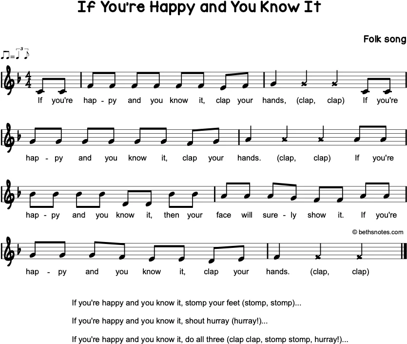 If You're Happy and You Know It Beth's Notes Songs + Resources