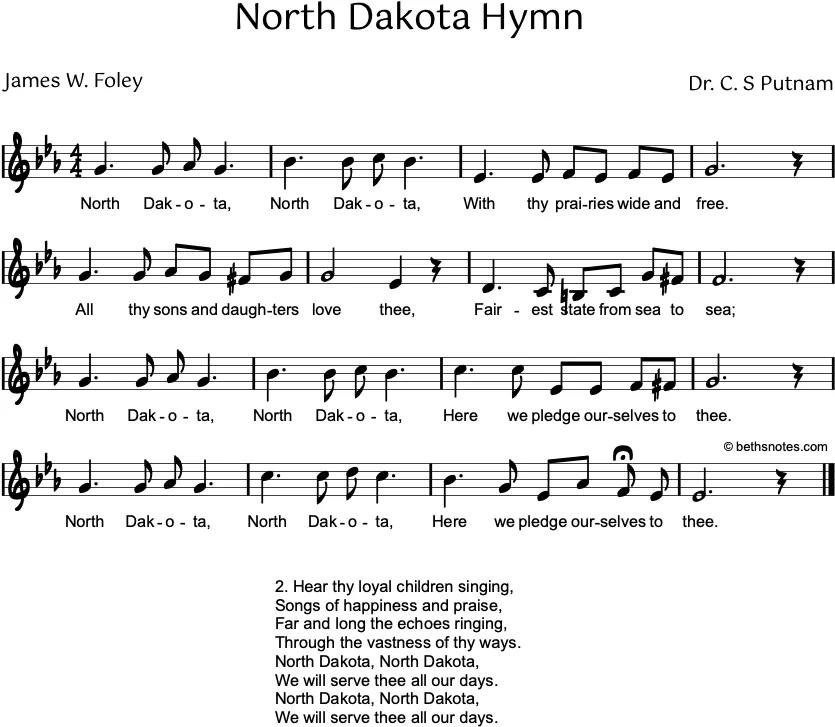 North Dakota Hymn Beth's Notes Songs + Resources